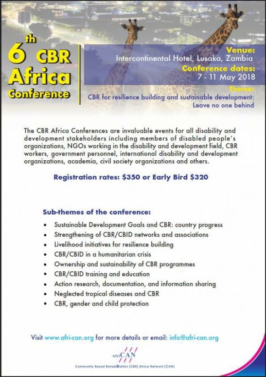 **PAST** 6th CBR Africa Conference, 7-11 May 2018, Lusaka, Zambia – EENET